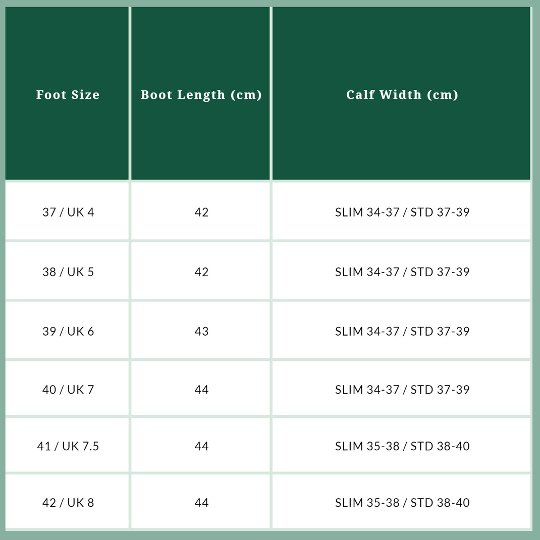 Long Boots Sizing Guide – Tuffa Boots