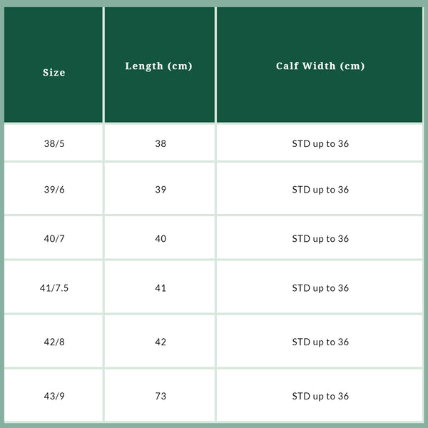 Long Boots Sizing Guide – Tuffa Boots