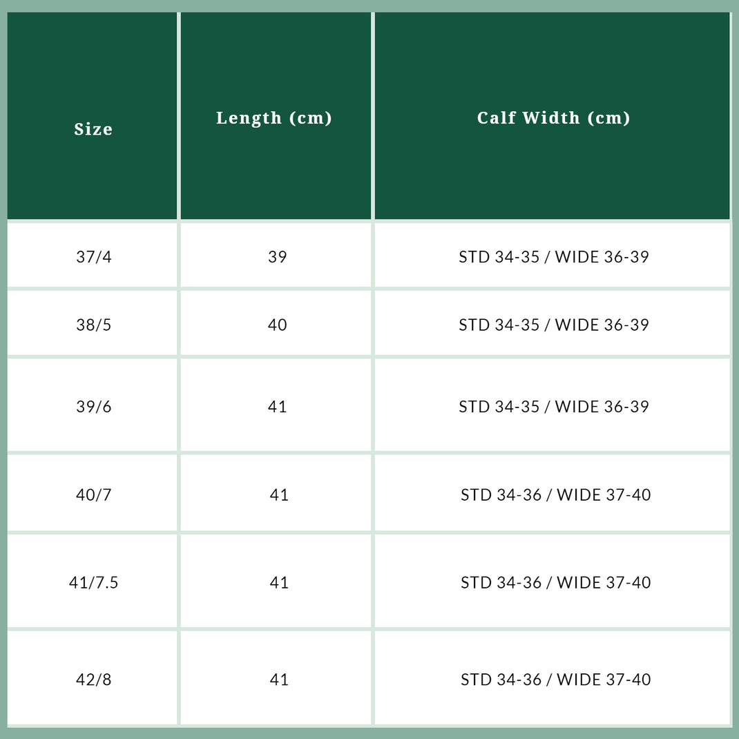 Long Boots Sizing Guide – Tuffa Boots