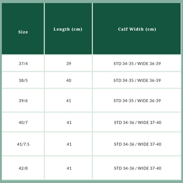 Long Boots Sizing Guide – Tuffa Boots