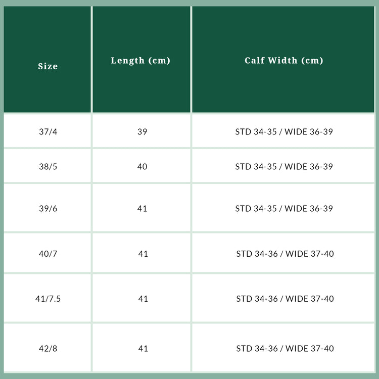 Long Boots Sizing Guide – Tuffa Boots